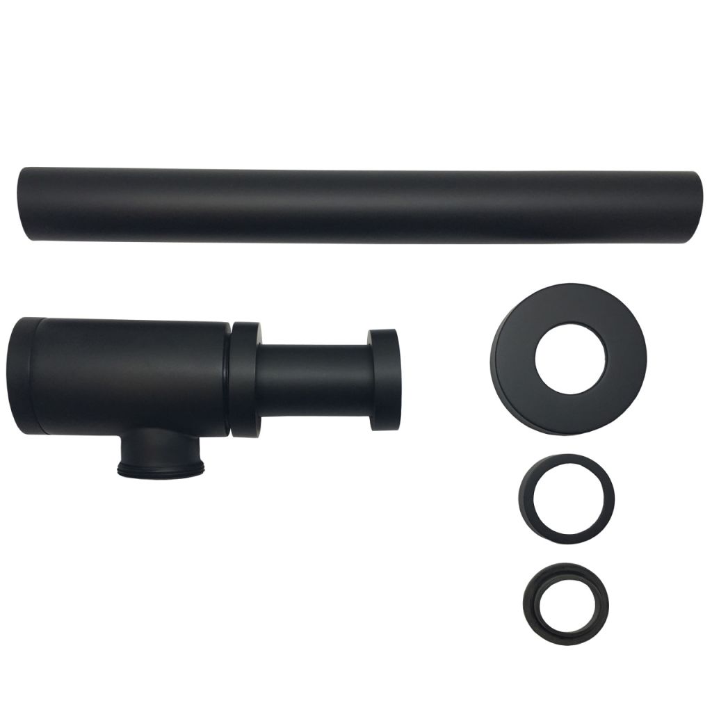 KubeBath Space Saving P-Trap in Matte Black Finish